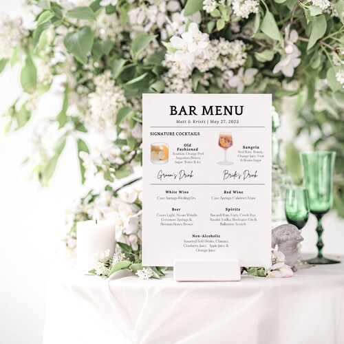 Cocktail Menu With Illustrated Drinks Custom Bar Signature - Etsy UK