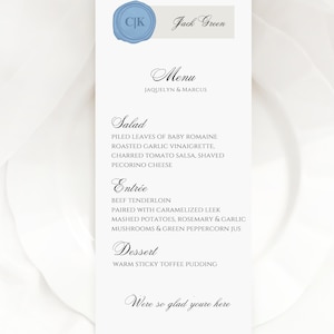 WEDDING MENU TEMPLATE, Place Card Menus, Wedding Table Settings ...