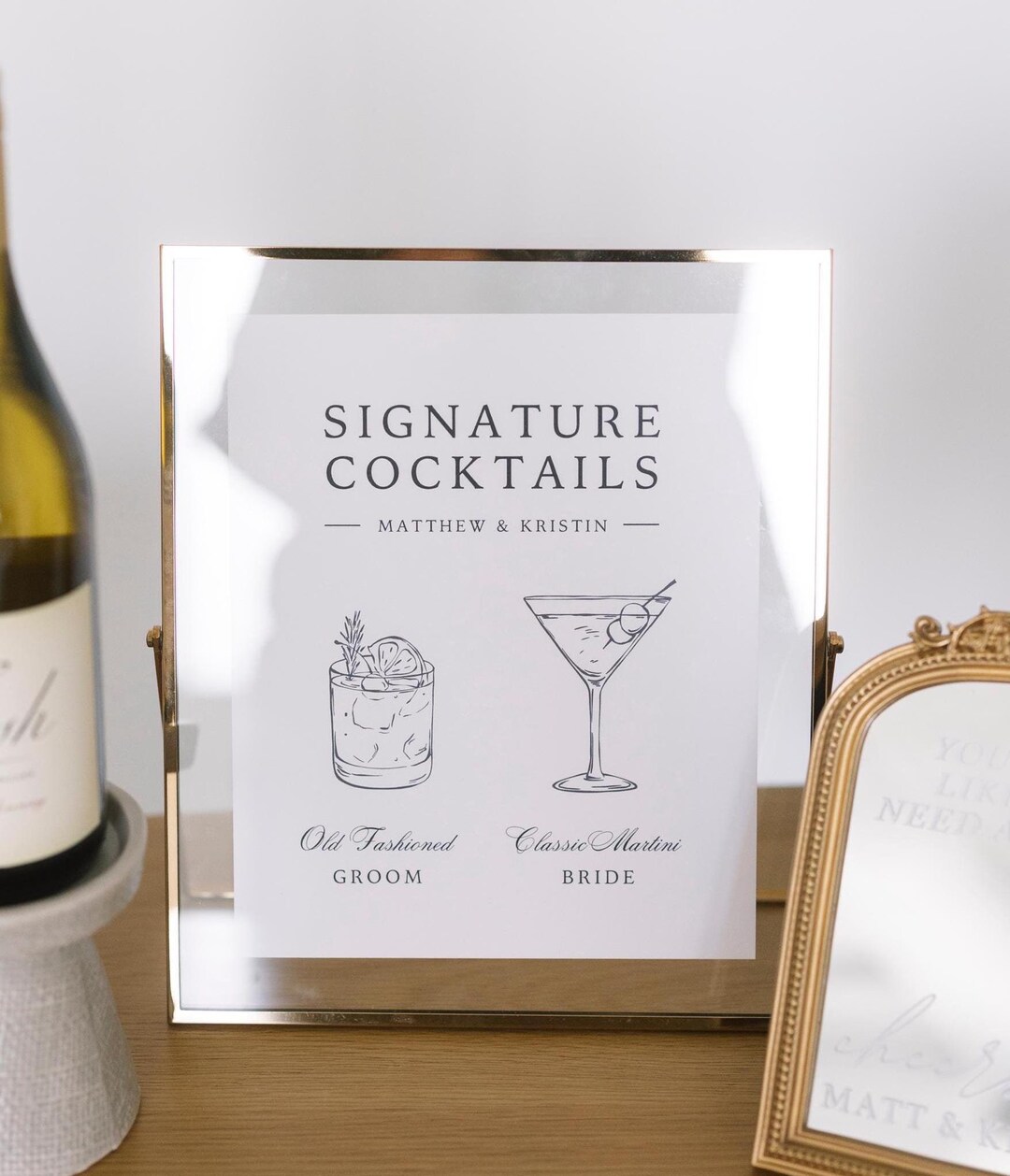 Modern Signature Cocktail Sign Template: Wedding Bar Menu (digital ...