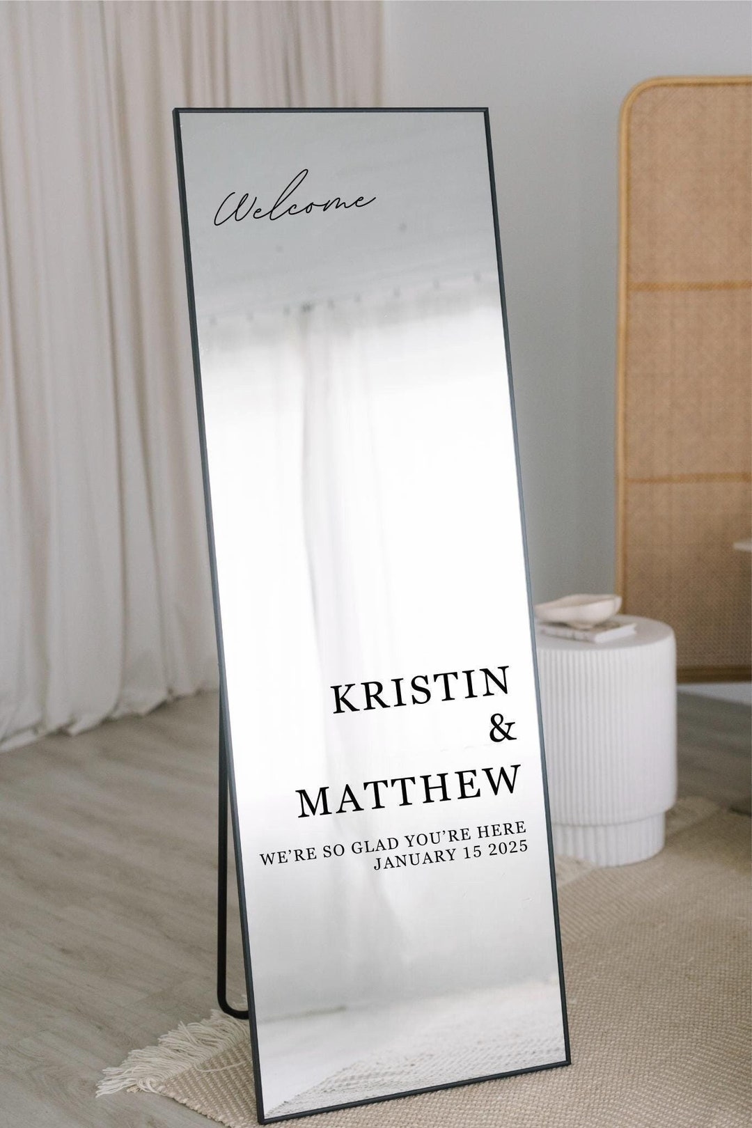 WEDDING MIRROR DECAL, Welcome Sign Mirror Decal, We're so Glad You're ...