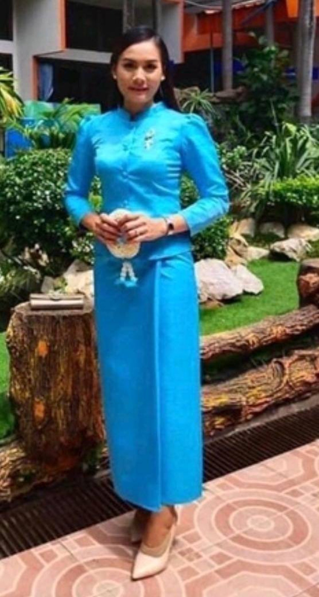 1set Thai Jitrada Silk Shirt and Laos Silk Skirt, Thai Dress, Thai Costume Thai Traditional ...