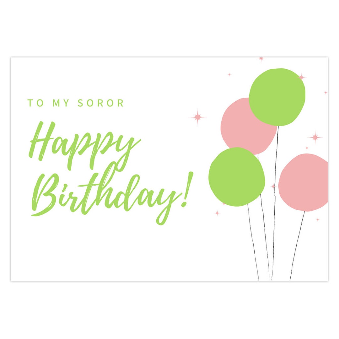Pink and Green Happy Birthday Soror Folded Card| Alpha Kappa Alpha ...