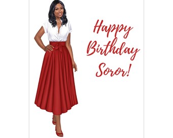 Happy Birthday Soror, Delta, Delta Sigma Theta Sorority Inspired Folded ...