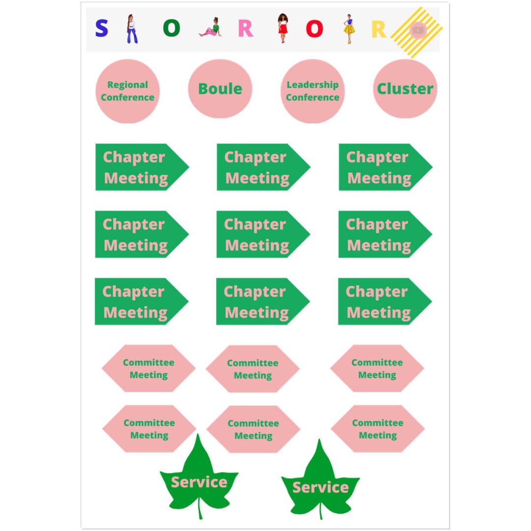 Alpha Kappa Alpha Inspired Kiss Cut Stickers, Pink and Green Stickers ...