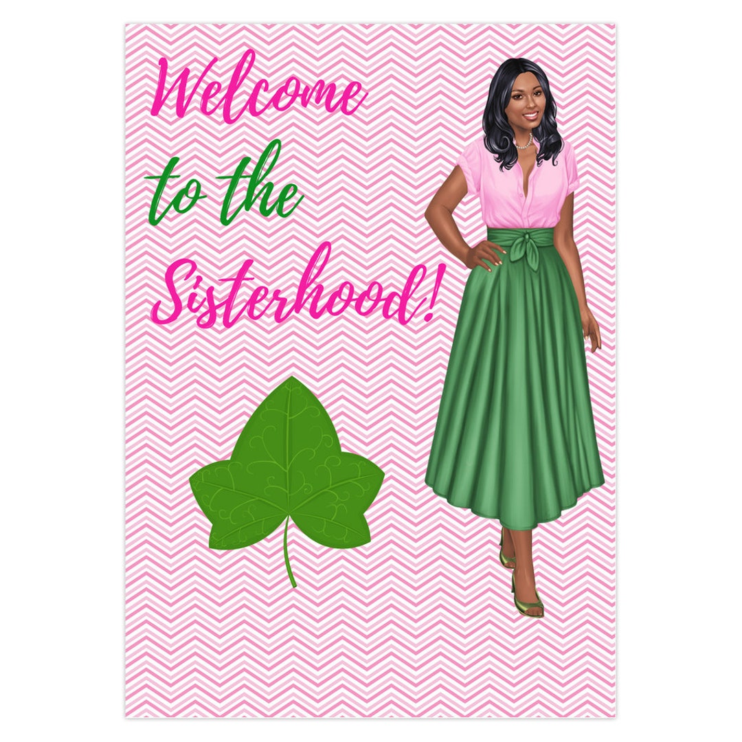 Welcome to the Sister Hood, Alpha Kappa Alpha Inspired Greeting Card ...