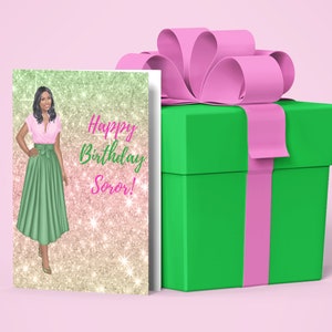 Happy Birthday Soror, Aka, Alpha Kappa Alpha Sorority Inspired Folded ...