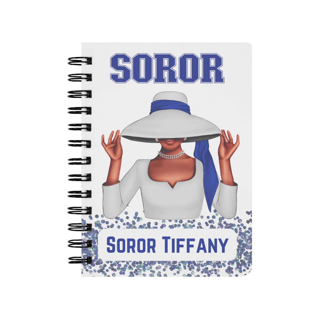 Personalized Blue and White Sorority Notebook, Inspired by Zeta Phi ...