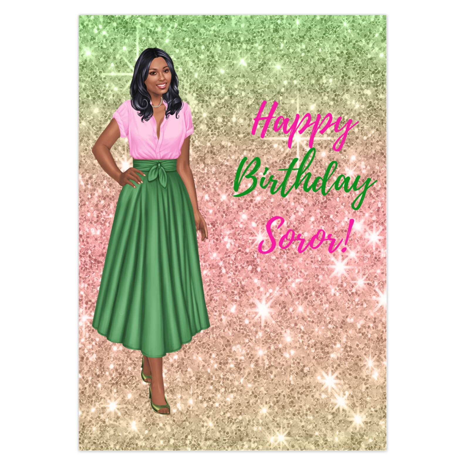 Happy Birthday Soror, Aka, Alpha Kappa Alpha Sorority Inspired Folded ...