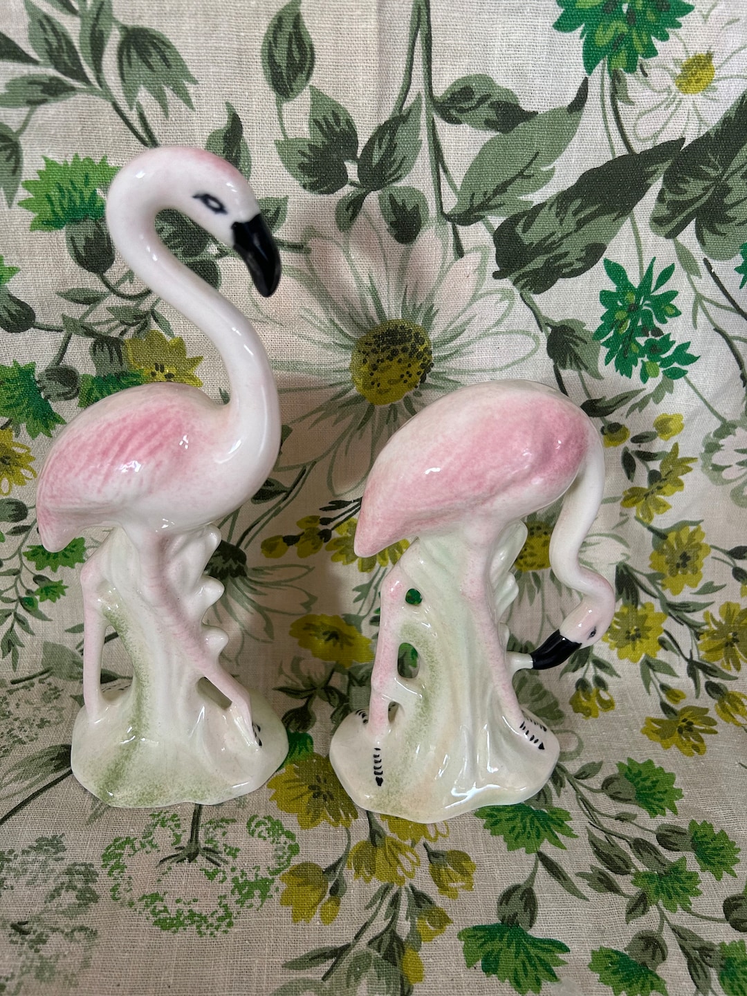 Vintage Pair of Ceramic Flamingos - Etsy