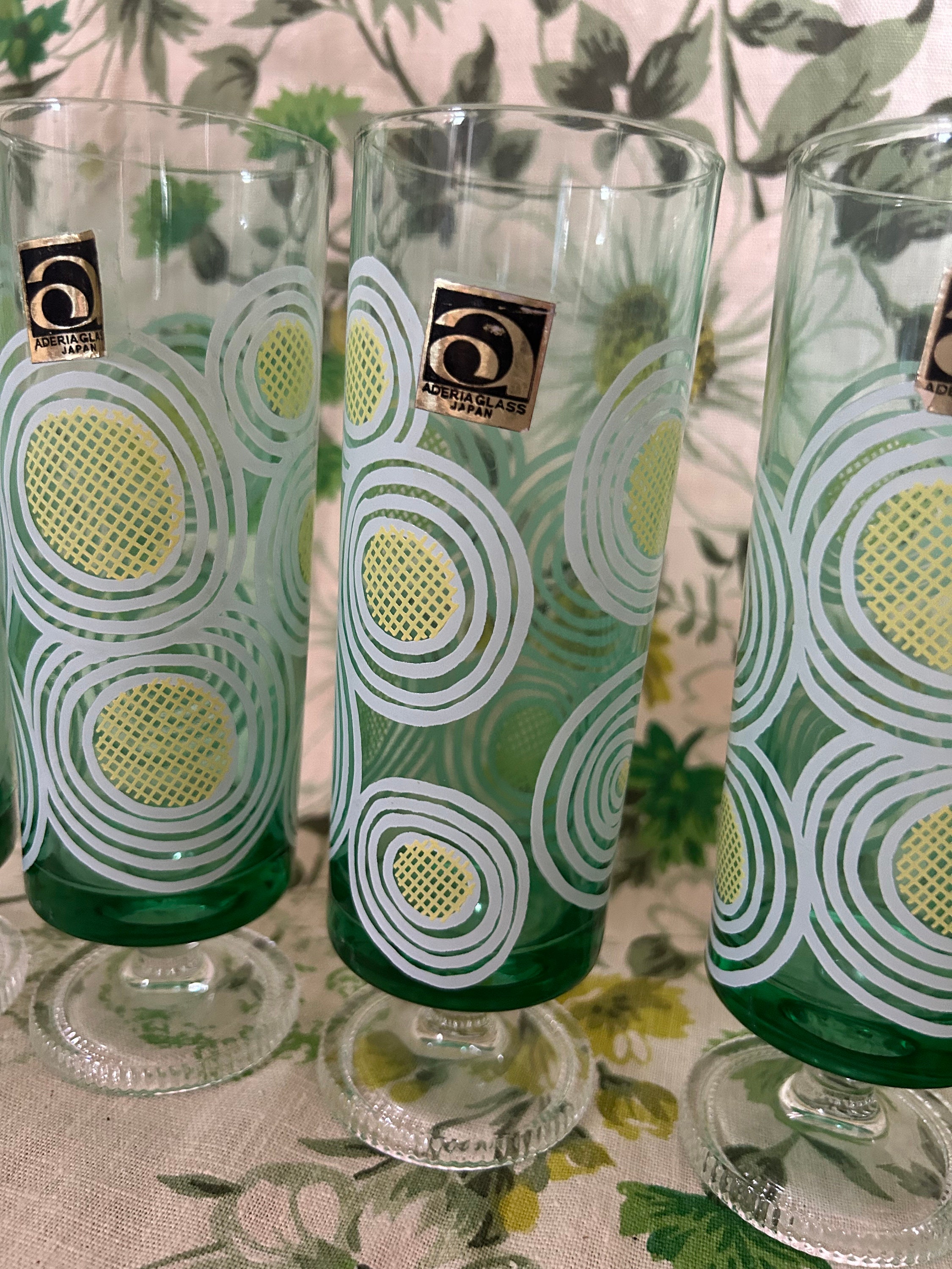 Rare Aderia Glass Japan Retro Green Glass Set - Etsy