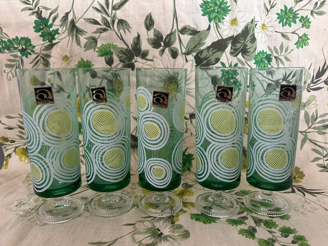 Rare Aderia Glass Japan Retro Green Glass Set - Etsy