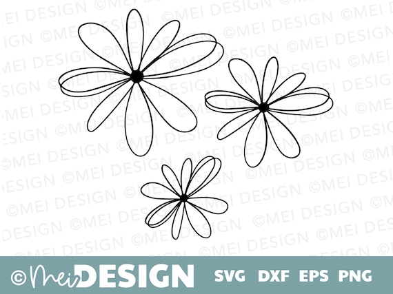Flower Svg-hand Drawn Simple Lines Flower Svg-flower Svg for - Etsy