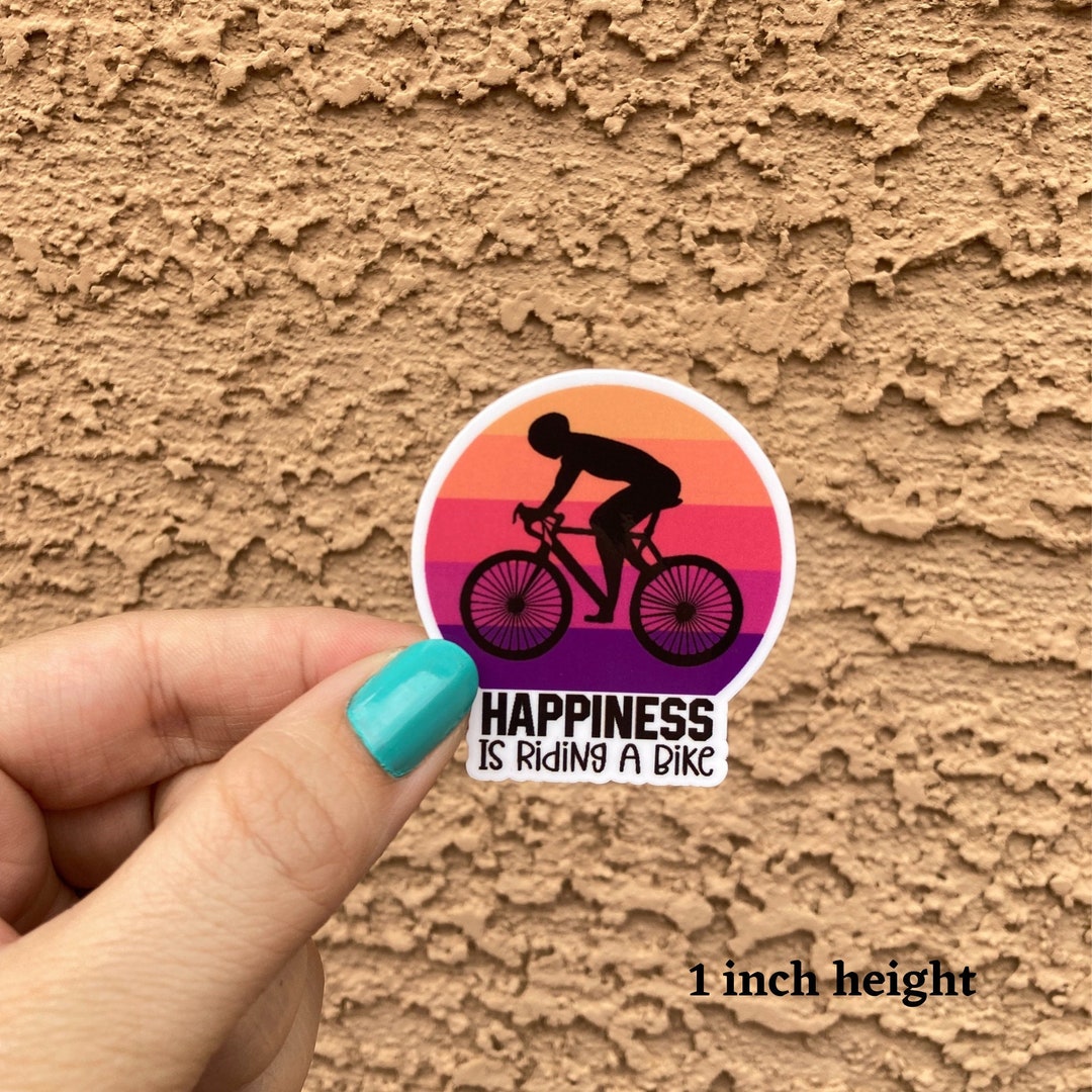Happiness is Riding a Bike, Road Bike Sticker, Outdoor Gift for Him ...