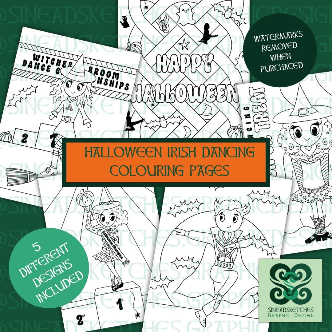 Halloween Irish Dancing Colouring Pages - Etsy
