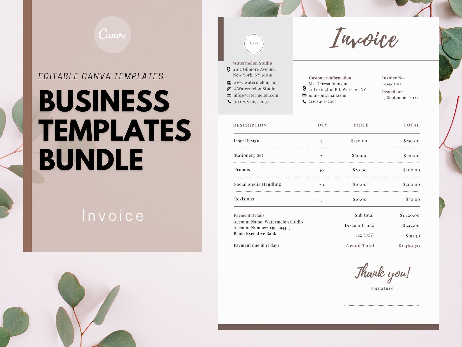 Editable CANVA Business Template Bundle Customizable Order - Etsy