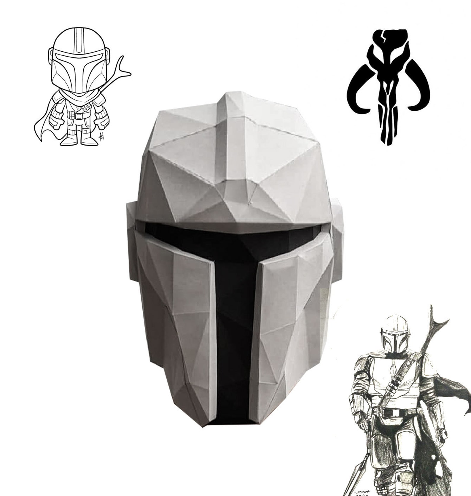 MANDALORIAN PAPERCRAFT diy casco Lowpoly decoration 3D | Etsy