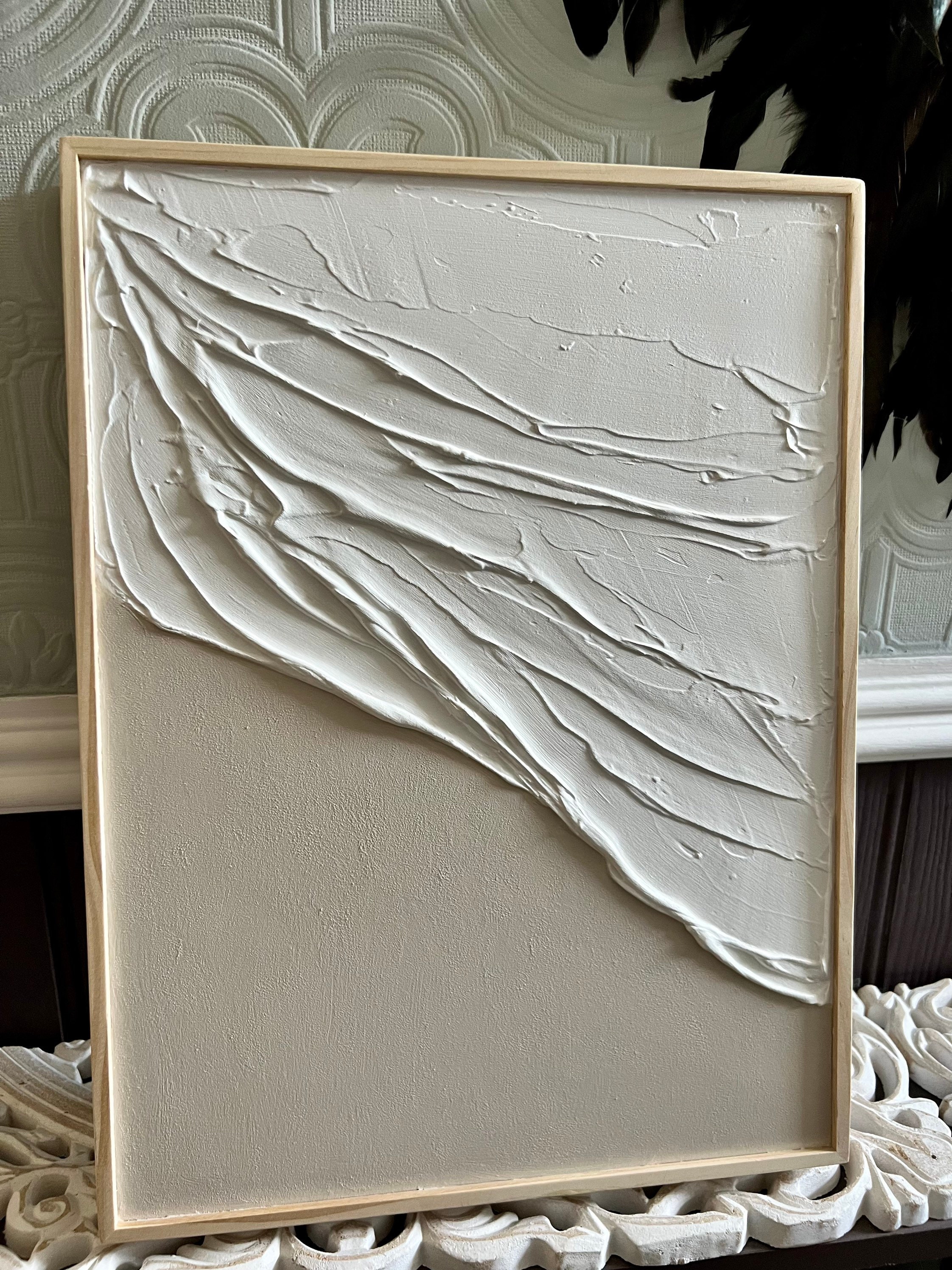 Texture Paste Plaster Wall Art,seawaves , Beach Painting,beige White 3D ...