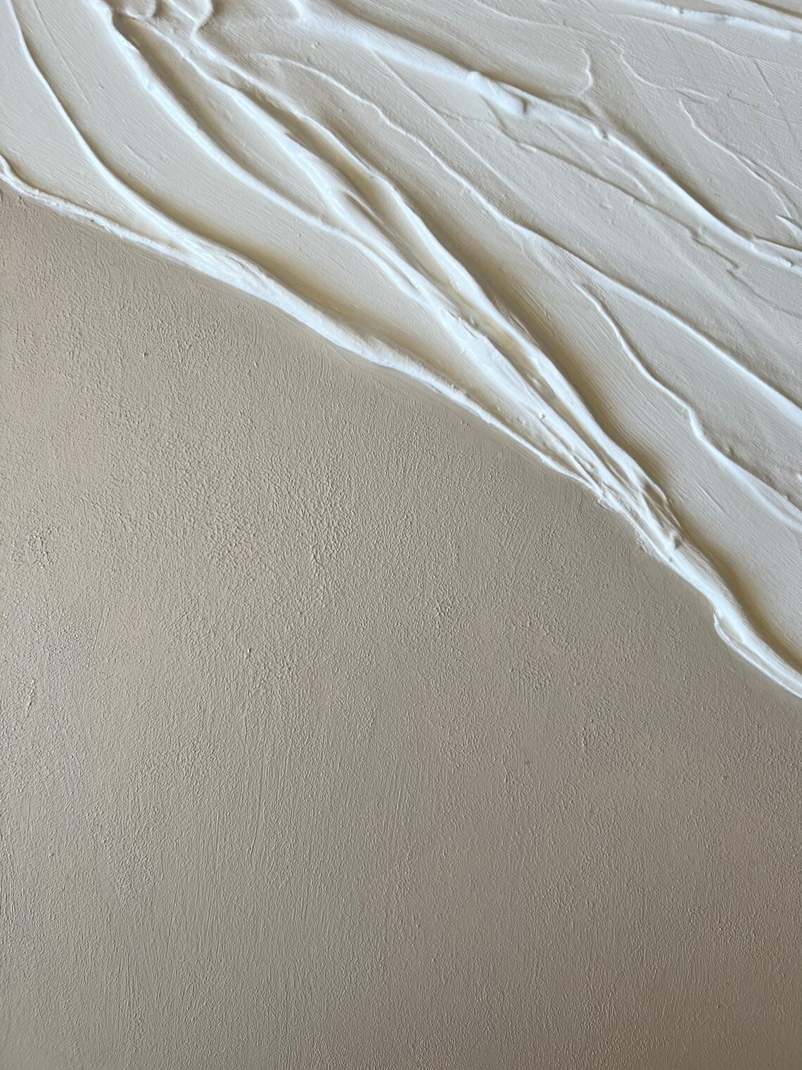 Texture Paste Plaster Wall Art,seawaves , Beach Painting,beige White 3D ...