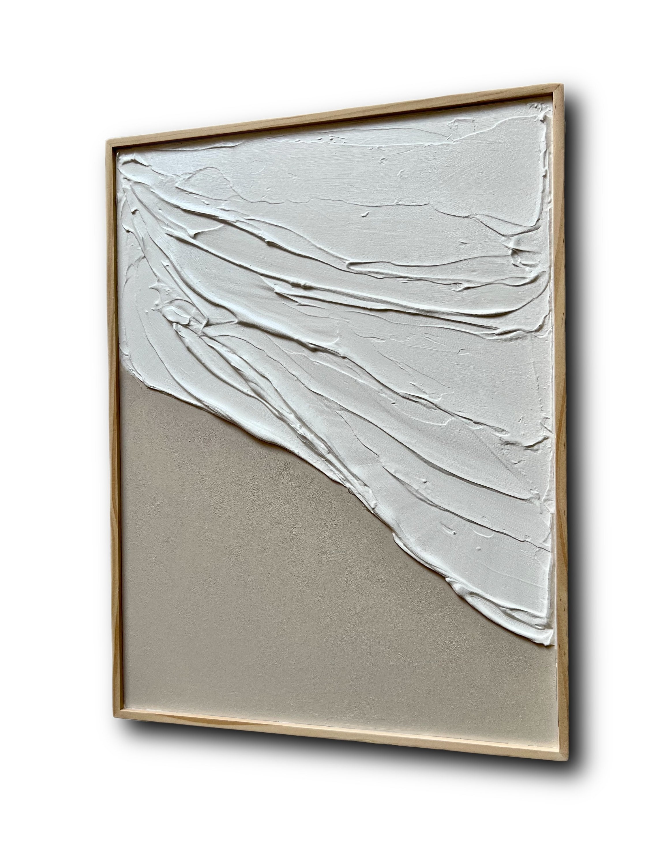 Texture Paste Plaster Wall Art,seawaves , Beach Painting,beige White 3D ...