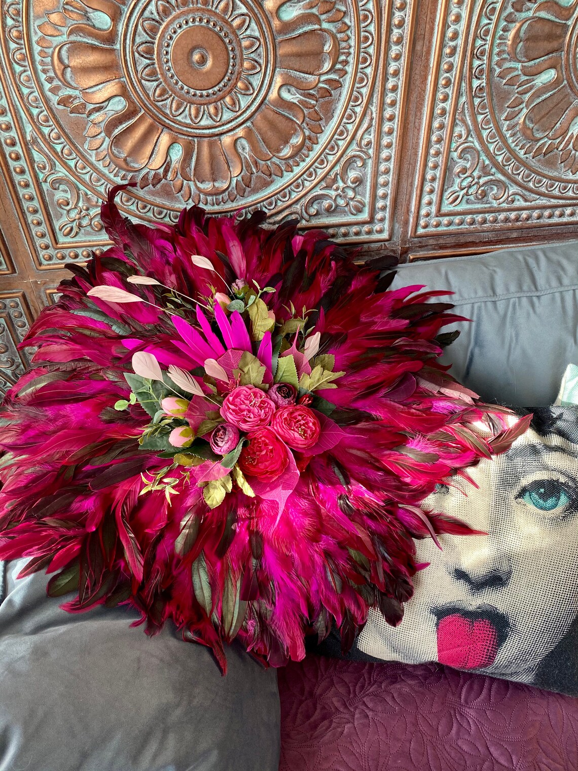 Bohemian Boho Chic Style Real Rooster Feather Handmade Decorative Wall ...
