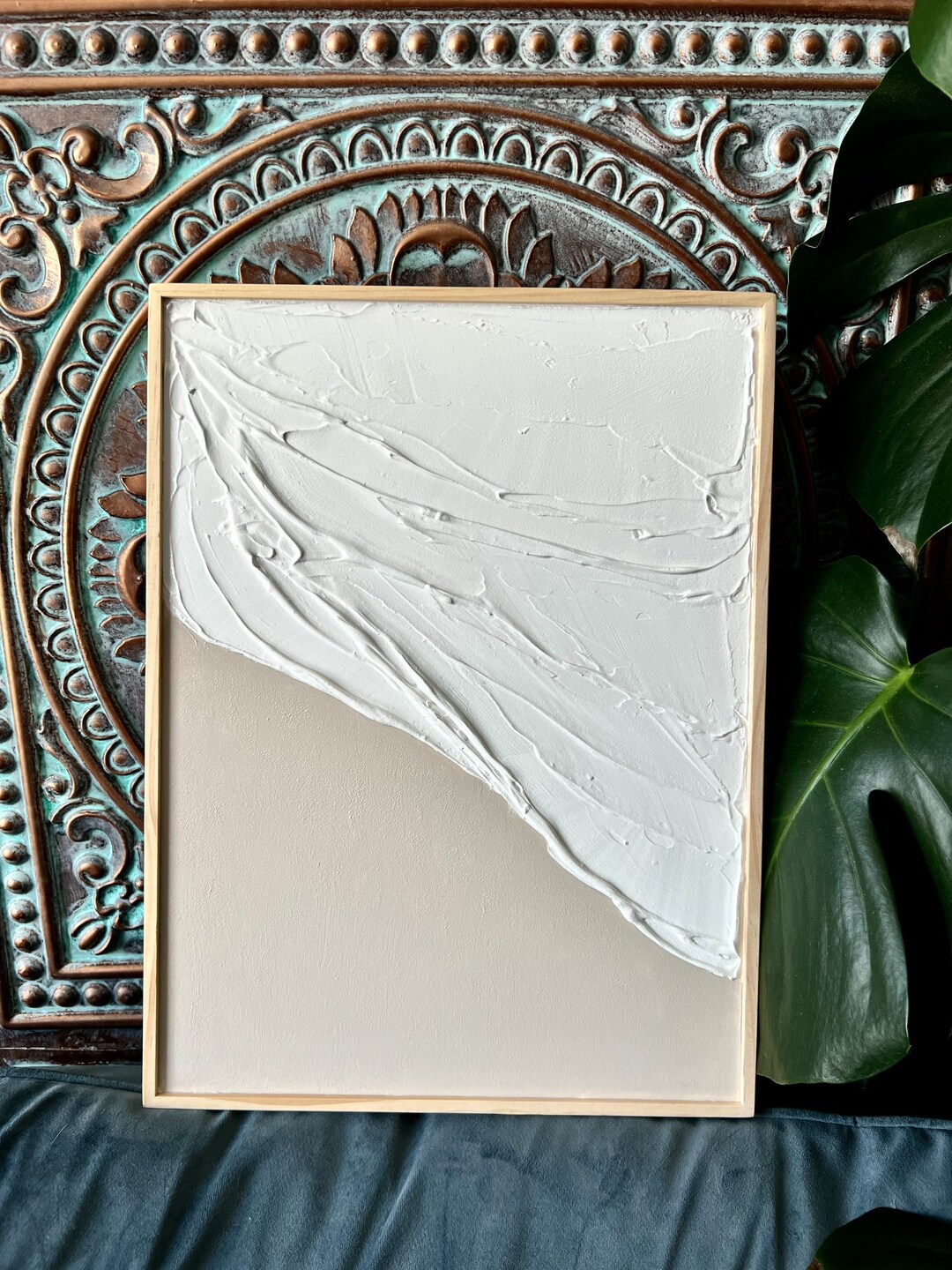 Texture Paste Plaster Wall Art,seawaves , Beach Painting,beige White 3D ...