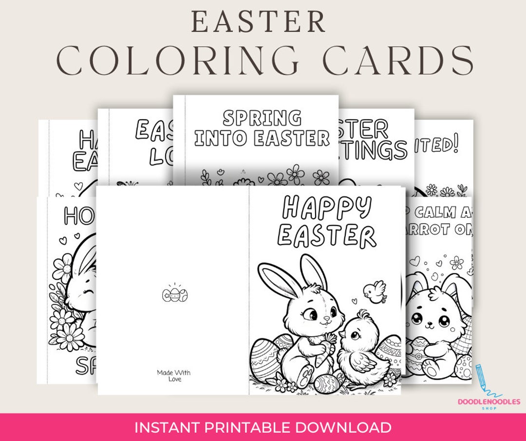 Easter Coloring Cards - Etsy