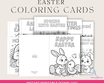 Easter Coloring Cards 10 Pack // Printable Greeting Cards, Easter Cards ...