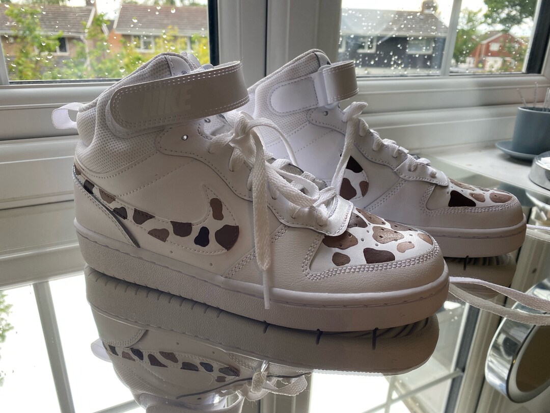 Custom Brown Cow Print Air Force Ones- High Top - Etsy