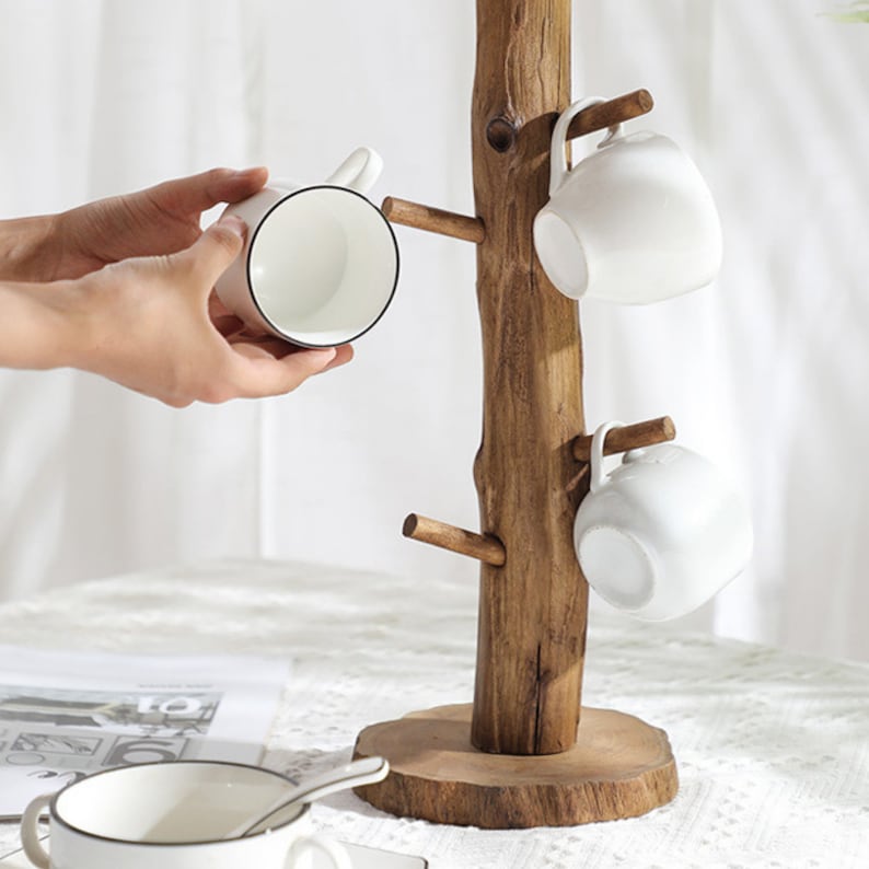 Rustic Mug Holder Tree,coffee Mug Rack,mug Rustic Stand,wood Mug Holder ...