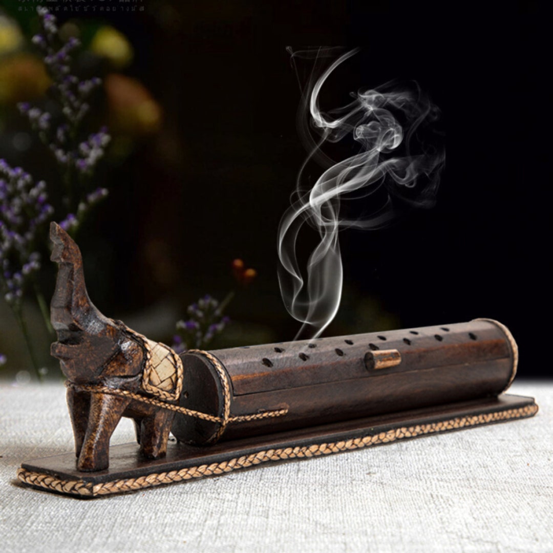 Vintage Wooden Incense Stick Holder - Handmade Rustic Zen Burner for ...