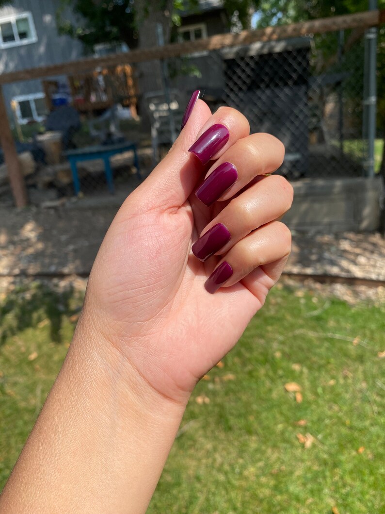 Dark Maroon Autumn Nails Short Square in Picture Fall Nails - Etsy