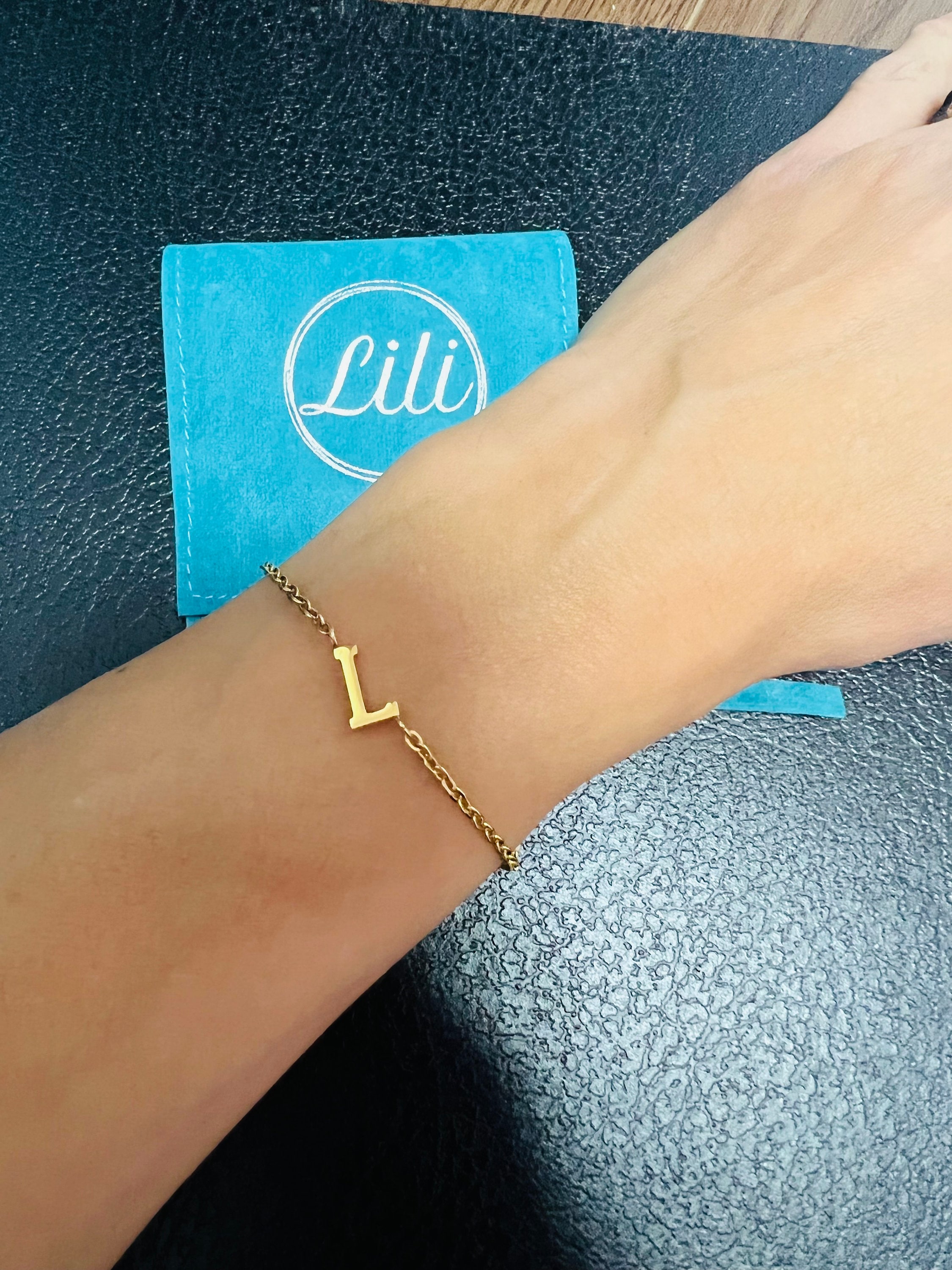 Lili Letter Bracelet, Initial Bracelet, Gold Letter Bracelet ...