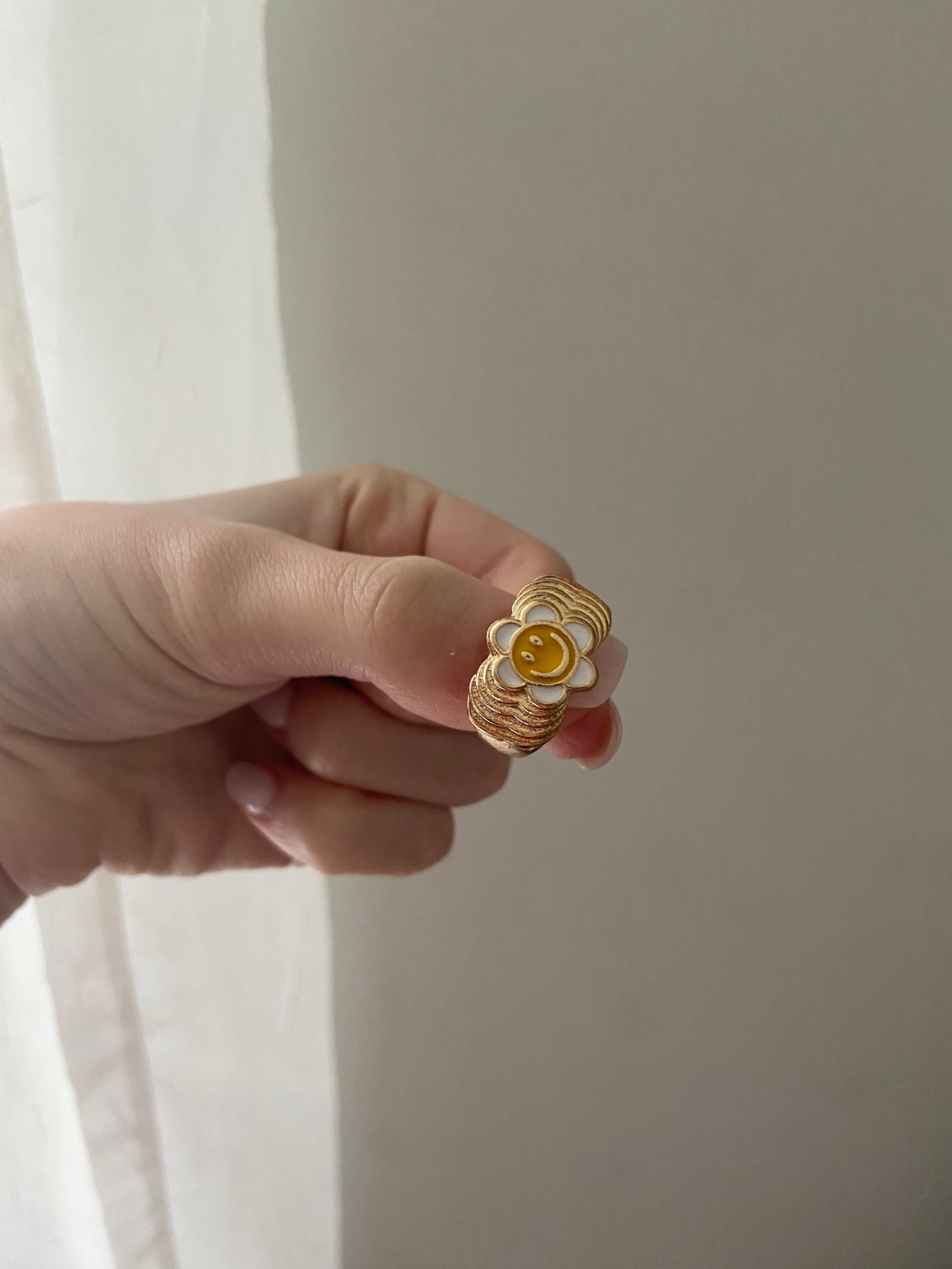 Gold & White Smiley Ring | Sunshine Ring, Gold Jewelry, Gift for Her ...