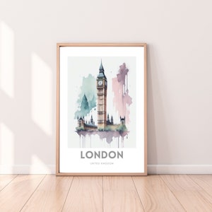 London Watercolor Poster, Travel Art, Travel Gift, UK Wall Decor ...