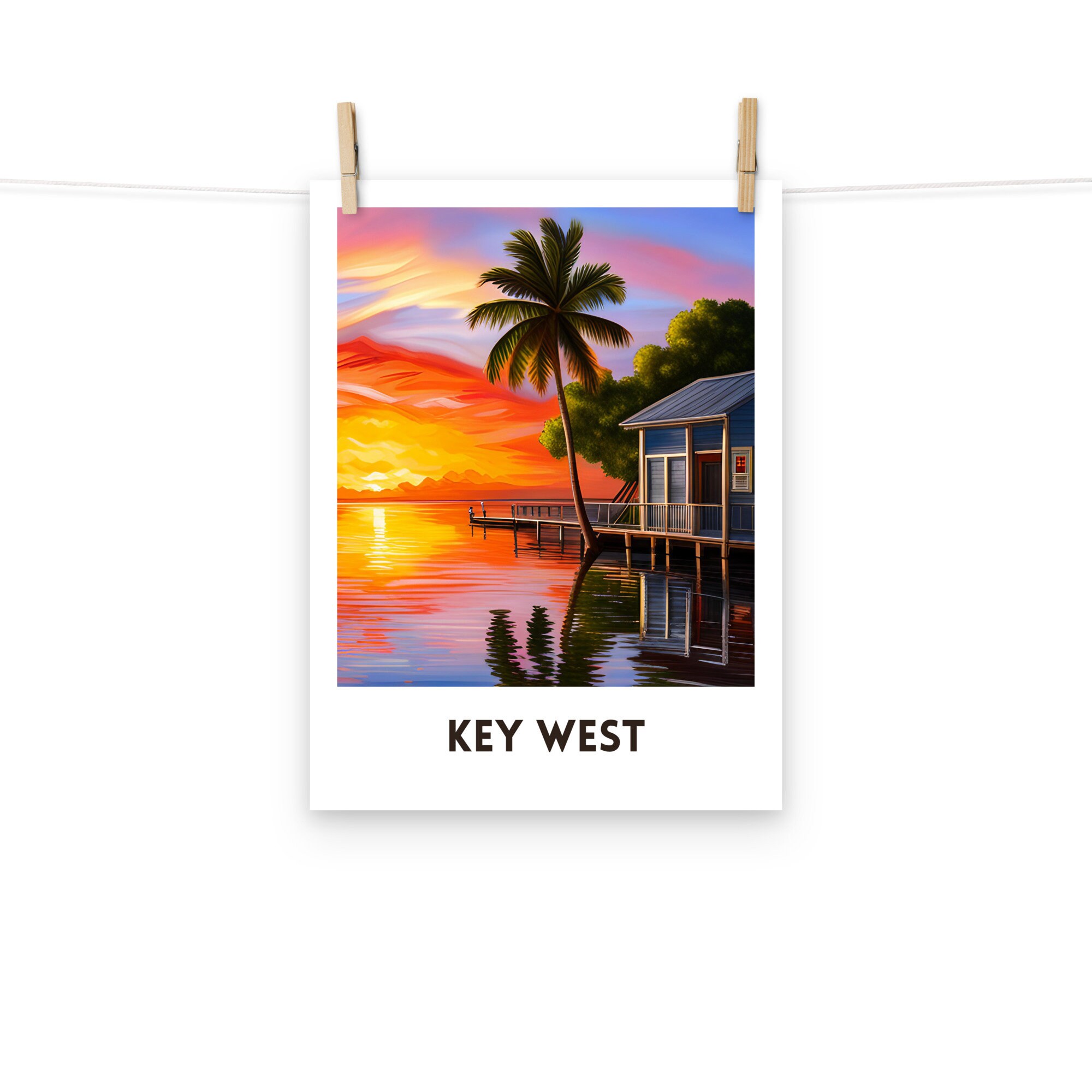 Key West Print, Florida Travel Poster, Key West Sunset Travel Print ...