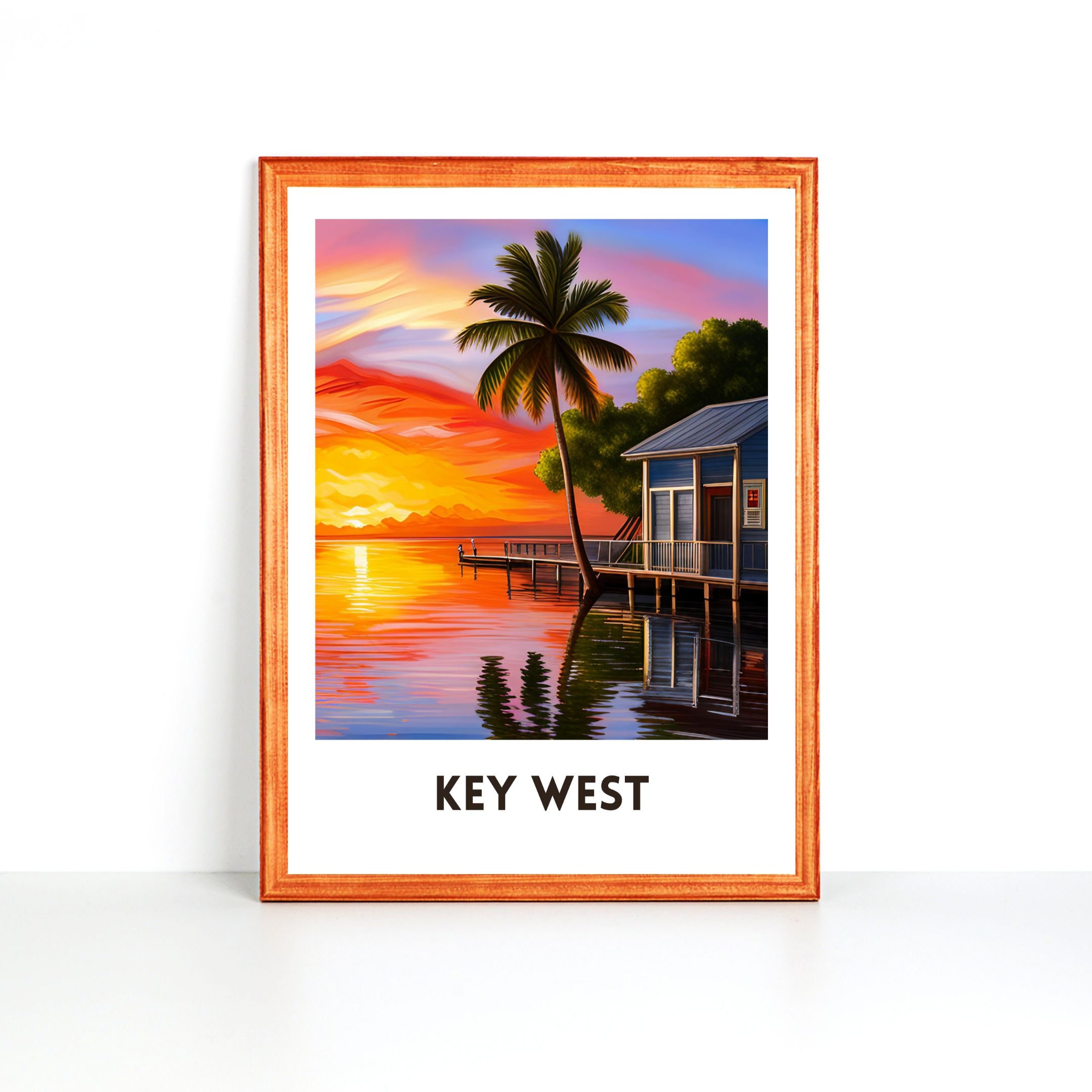 Key West Print, Florida Travel Poster, Key West Sunset Travel Print ...