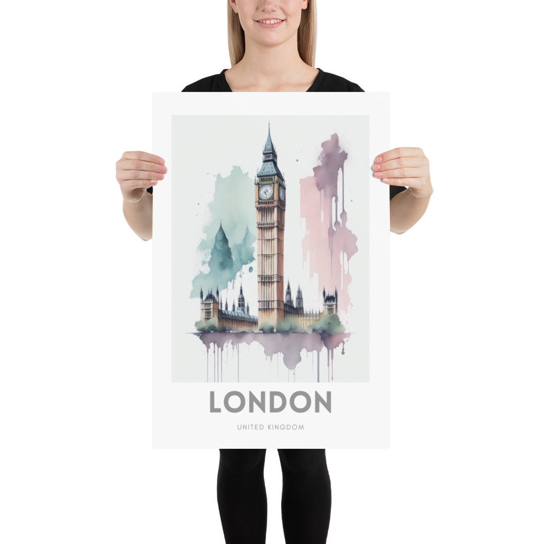 London Watercolor Poster, Travel Art, Travel Gift, UK Wall Decor ...