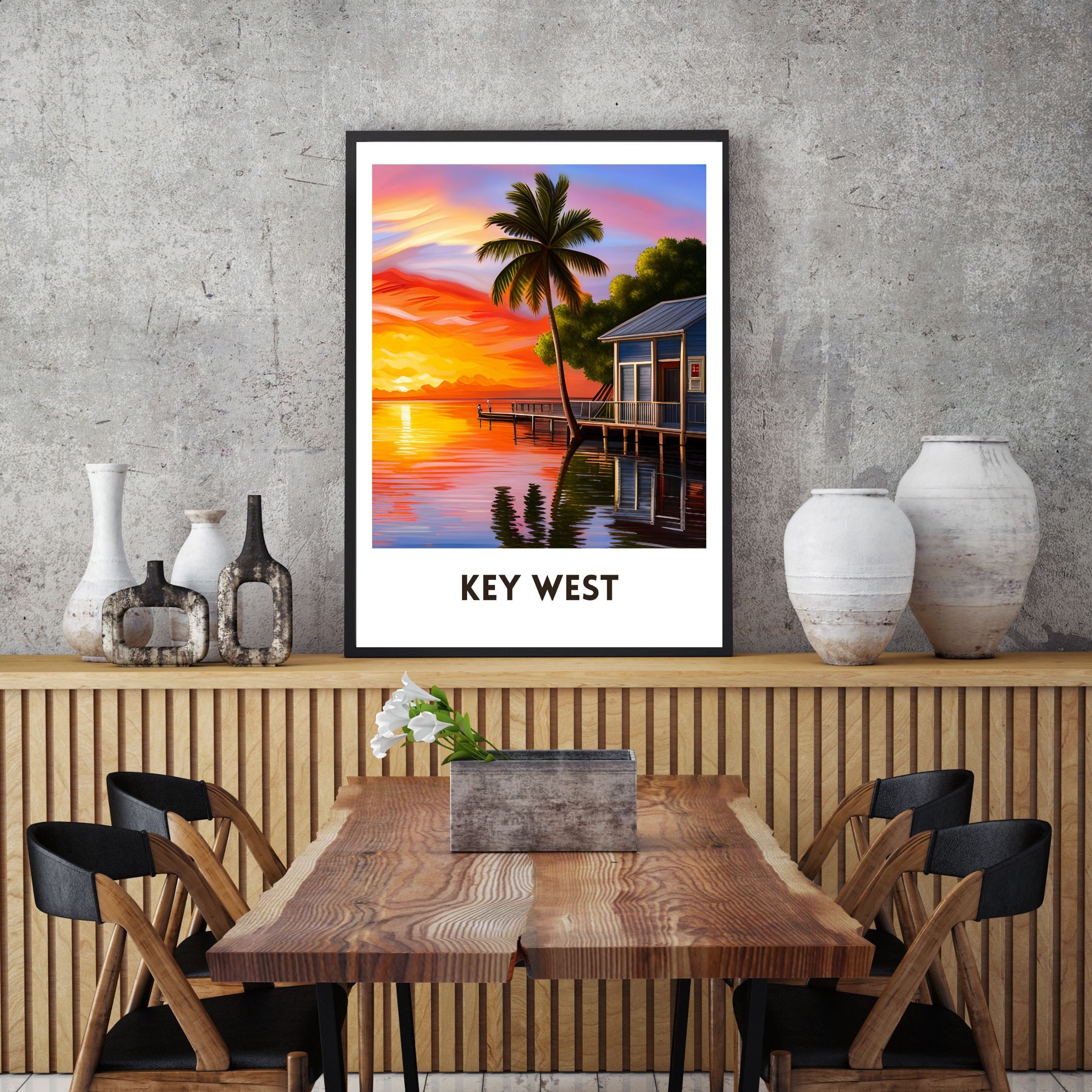 Key West Print, Florida Travel Poster, Key West Sunset Travel Print ...
