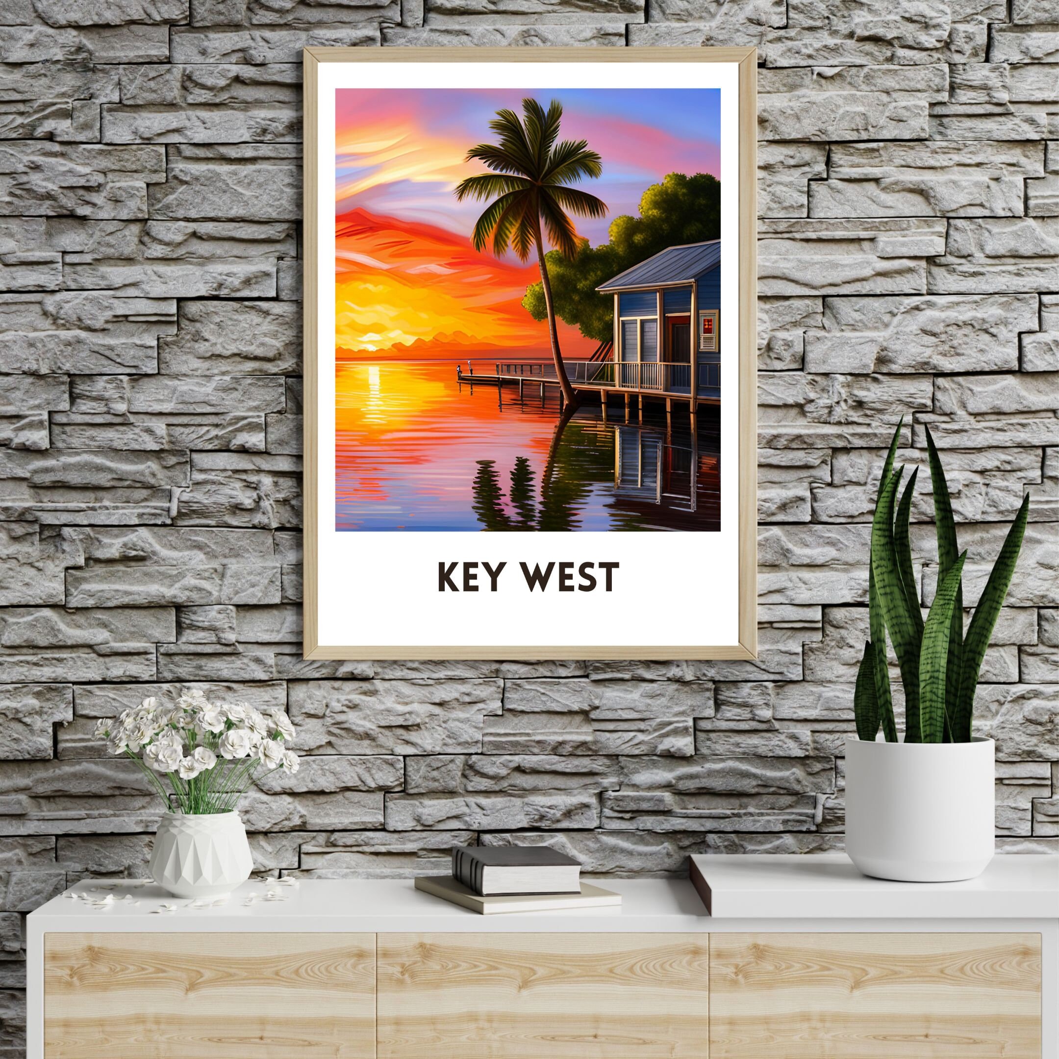 Key West Print, Florida Travel Poster, Key West Sunset Travel Print ...