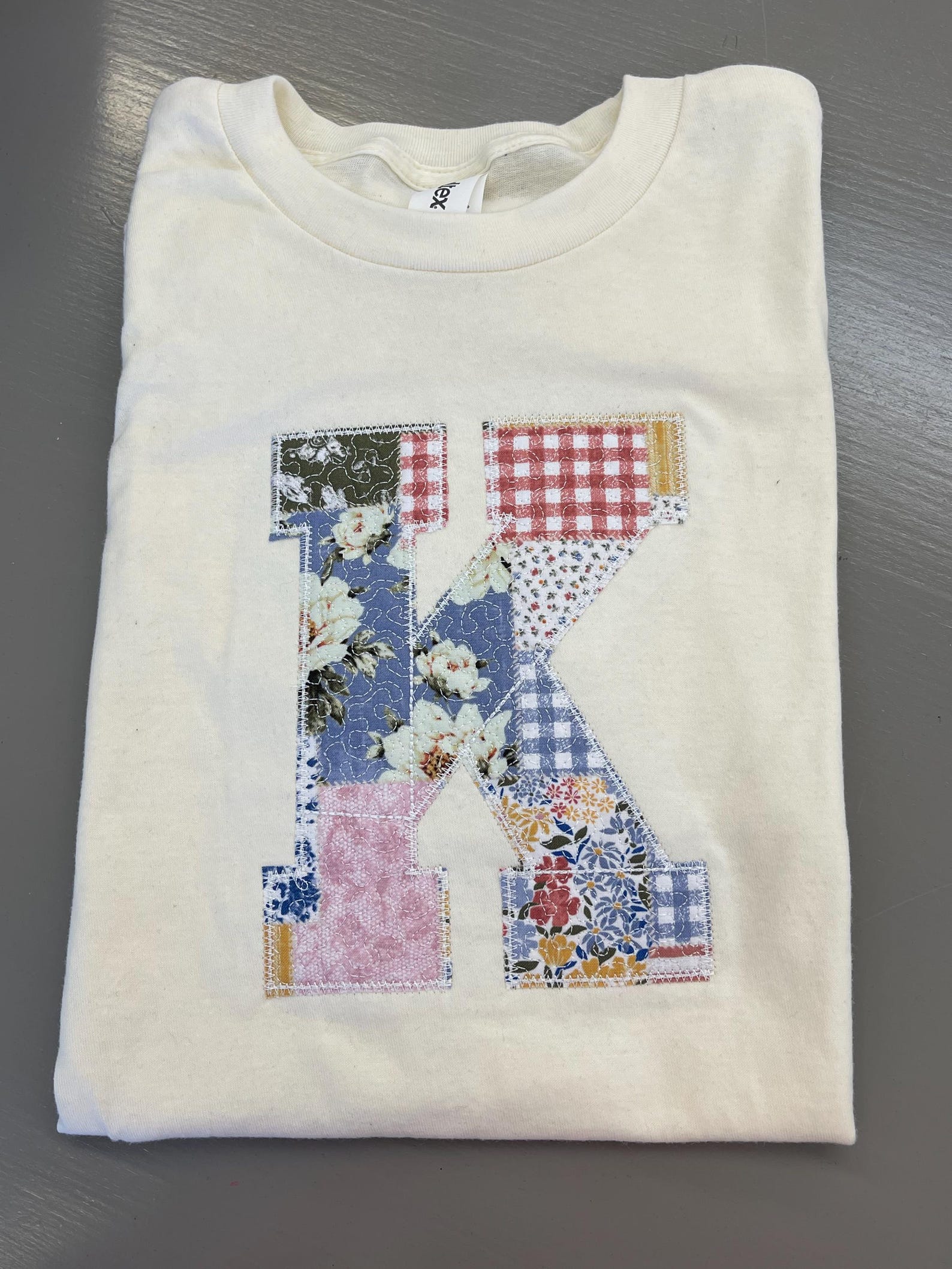Patchwork Initial Tee - Etsy