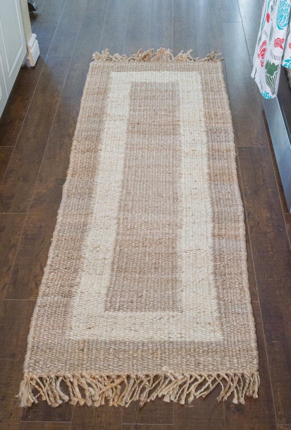 2.5 X 6 Ft 2.5 X 8 Ft Jute Runner With Ivory Border / Runner | Etsy
