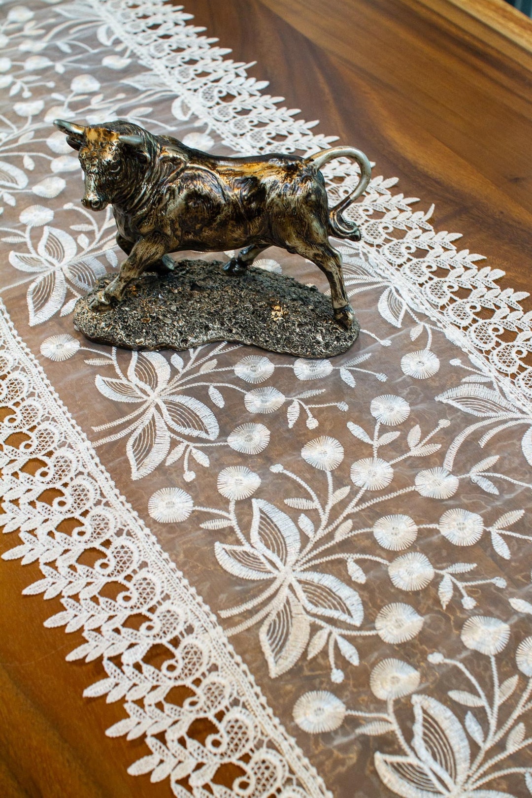 72 X 15 Inches Table Runner / Long Embroidered Organza Table Runner ...