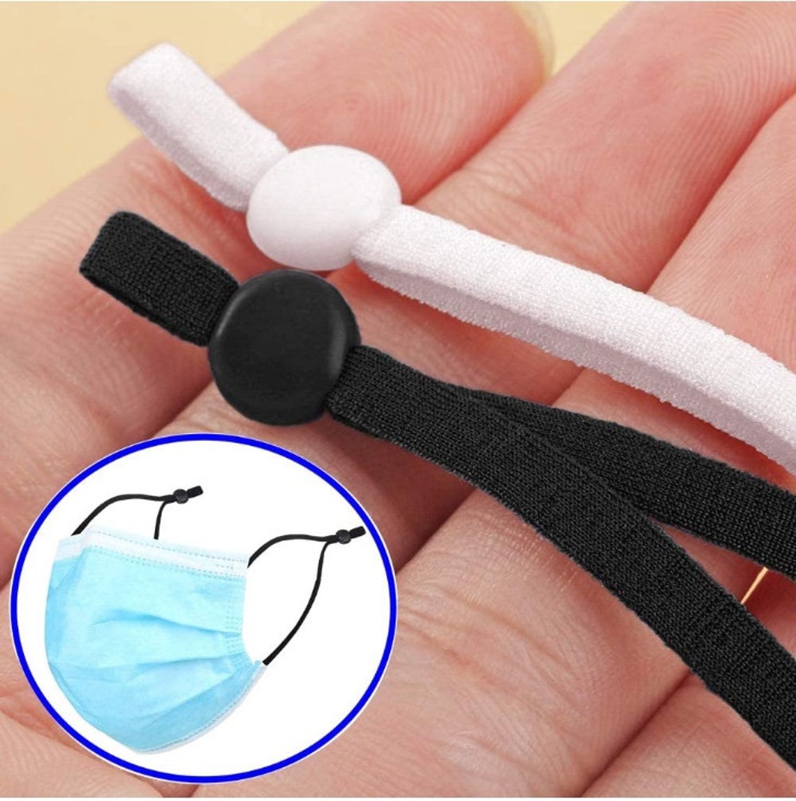 Adjustable Elastic , Soft Ear Band, Precut Ear Loop With Stopper ...