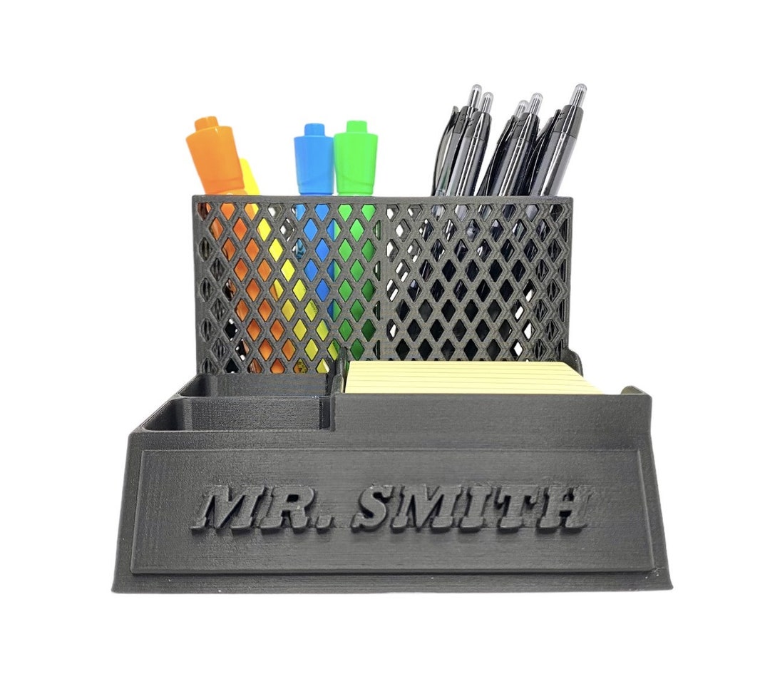 Office Desk Accessory Stand With Custom Name Tag/ Teacher Sticky Note ...