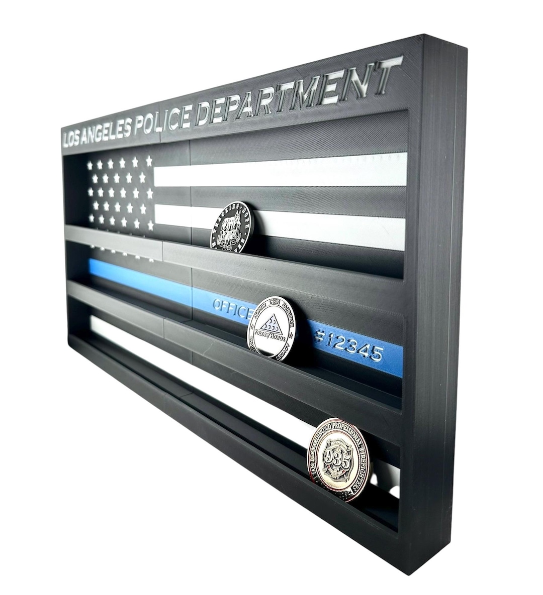 Customizable Challenge Coin Holder Wall Mount Thin Line Flag Display ...