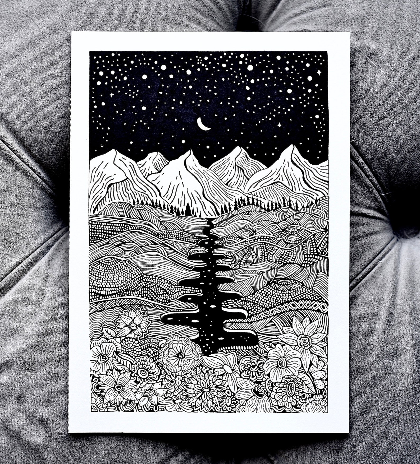 Wonders of Night Ink Art Wall Hanging Art Print Pen | Etsy