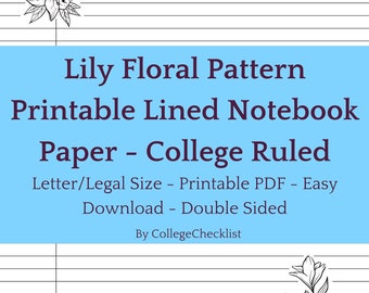 Printable College Ruled Lined Notebook Paper With Margins - Double ...