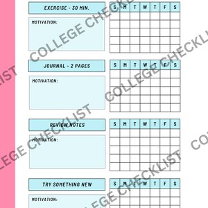 Monthly Habit Routine Tracker for College Students - Stay Motivated to ...