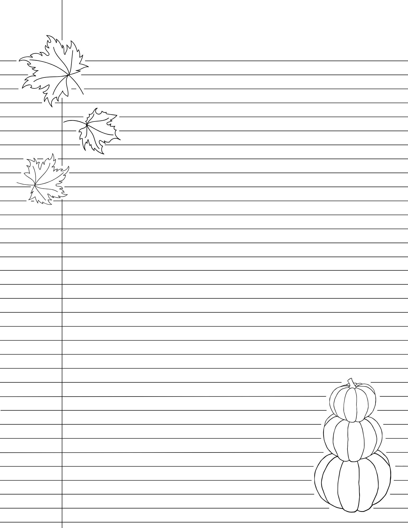 Autumn Leaves Printable Lined Paper - College Ruled (PDF Download) - Etsy