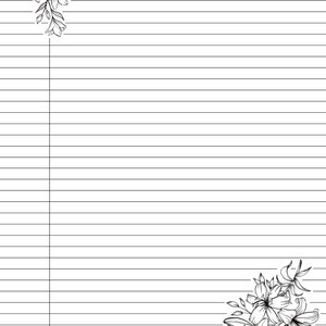 Lily Floral Lined Paper - College Ruled Printable (PDF Download) - Etsy